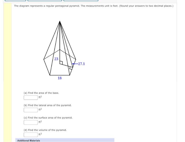 Solved The diagram represents a regular pentagonal pyramid. | Chegg.com