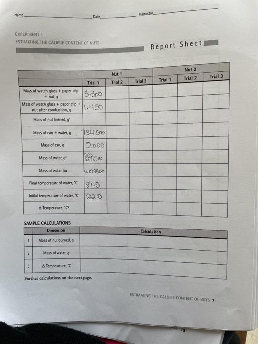 Solved Name Instructor Date EXPERIMENT 1 ESTIMATING THE | Chegg.com