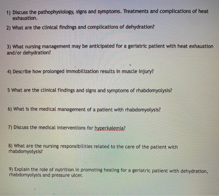 Solved 1) Discuss the pathophysiology, signs and symptoms. | Chegg.com