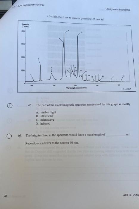Solved 45. The part of the electromagnetic spectrum | Chegg.com