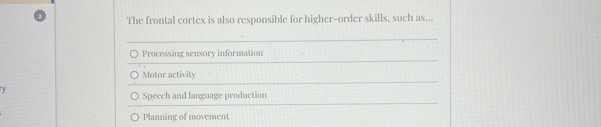 Solved The frontal cortex is also responsible for | Chegg.com