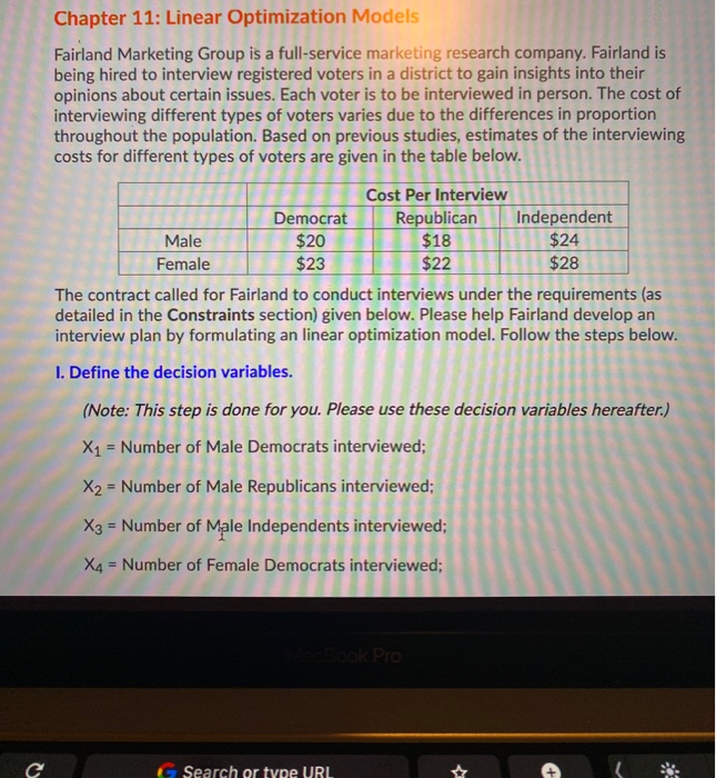 Solved Chapter 11: Linear Optimization Models Fairland | Chegg.com