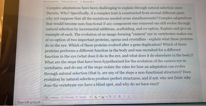 Solved Complex adaptations have been challenging to explain | Chegg.com