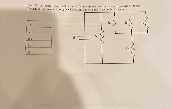 [Solved]: 8. Consider the circuit shown below. =9V and all