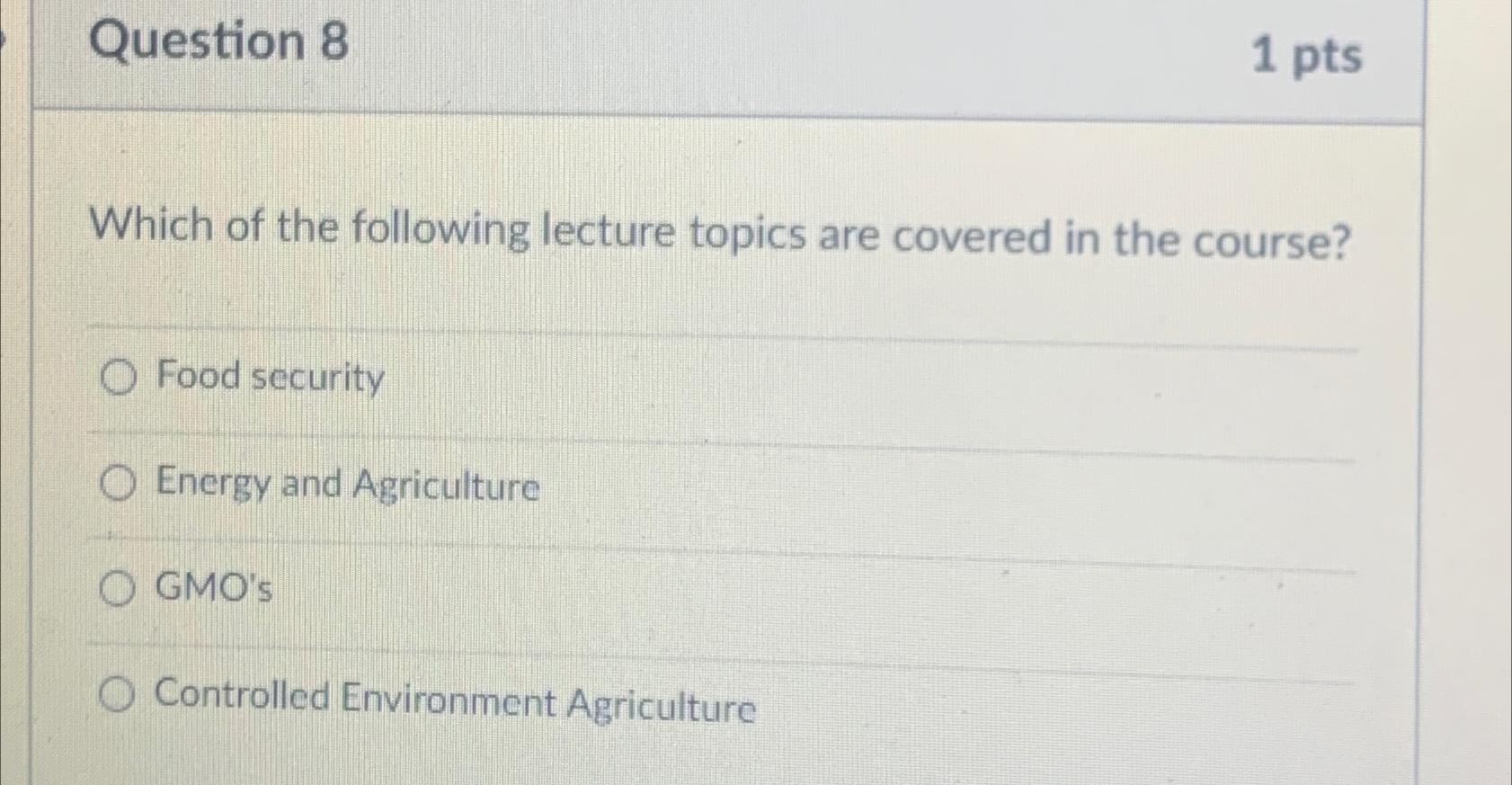 Solved Question 81 ﻿ptsWhich of the following lecture topics | Chegg.com