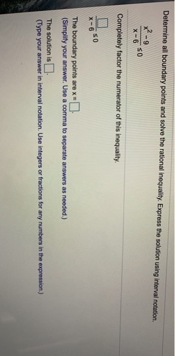 Solved Determine all boundary points and solve the rational | Chegg.com