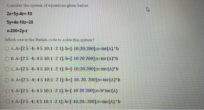 Solved Consider the system of equations given below. | Chegg.com