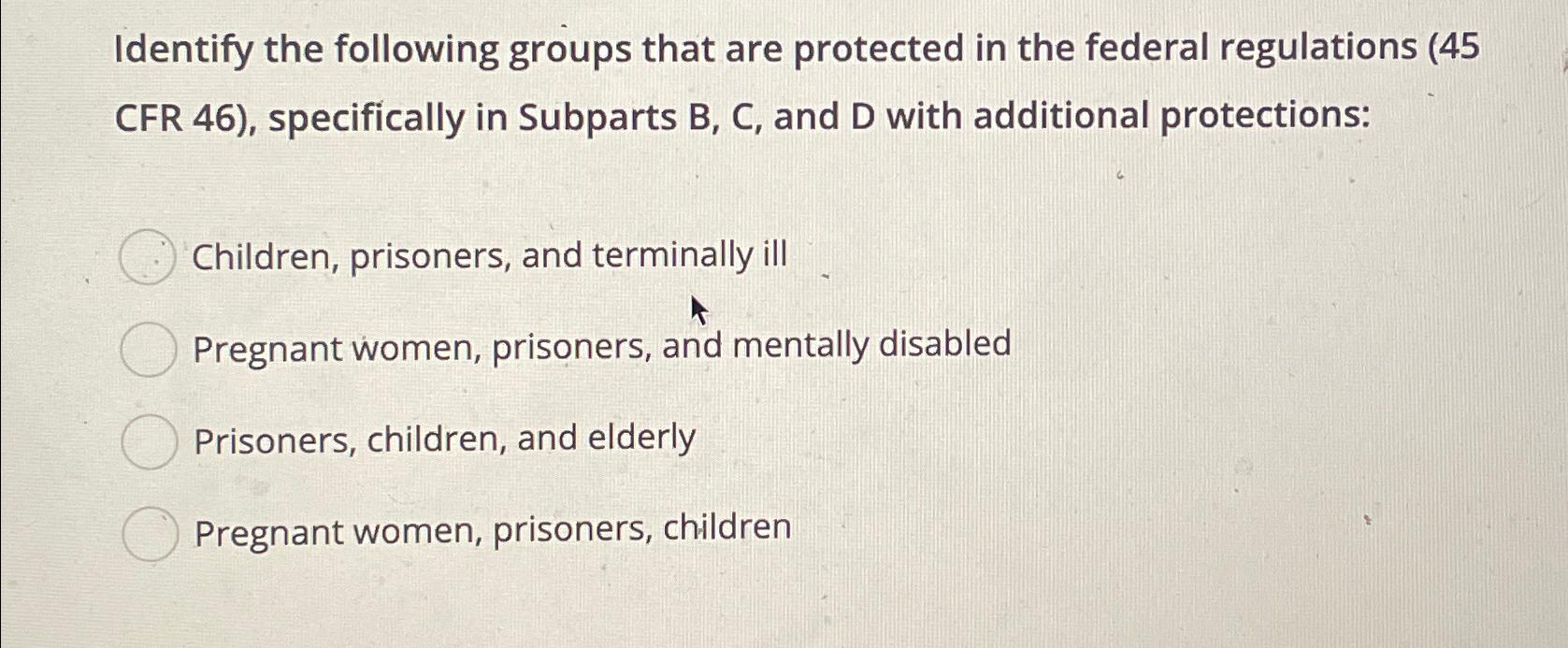 Solved Identify the following groups that are protected in | Chegg.com