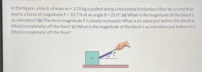 Solved In the figure, a block of mass m=3.25 kg is pulled | Chegg.com