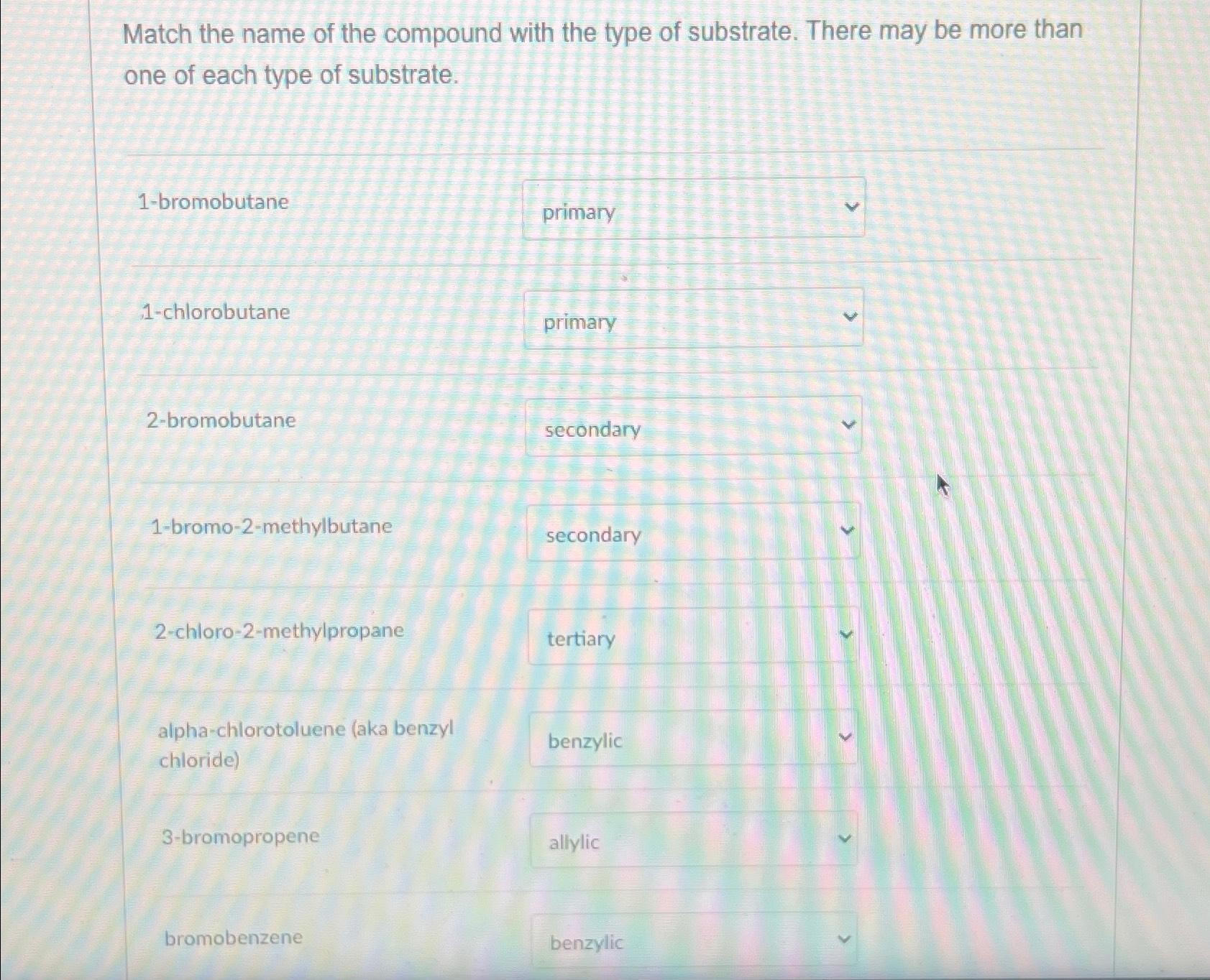 Solved Match the name of the compound with the type of | Chegg.com