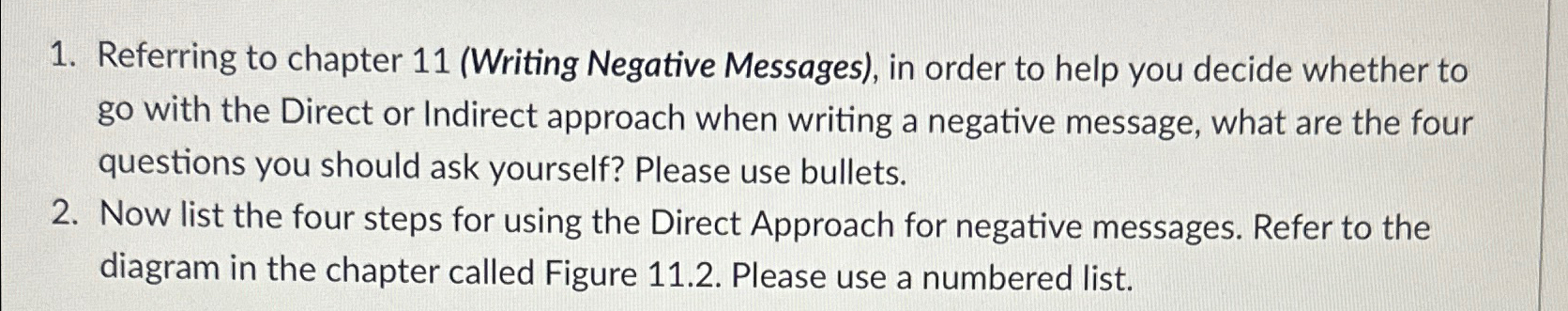 Solved Referring to chapter 11 (Writing Negative Messages), | Chegg.com