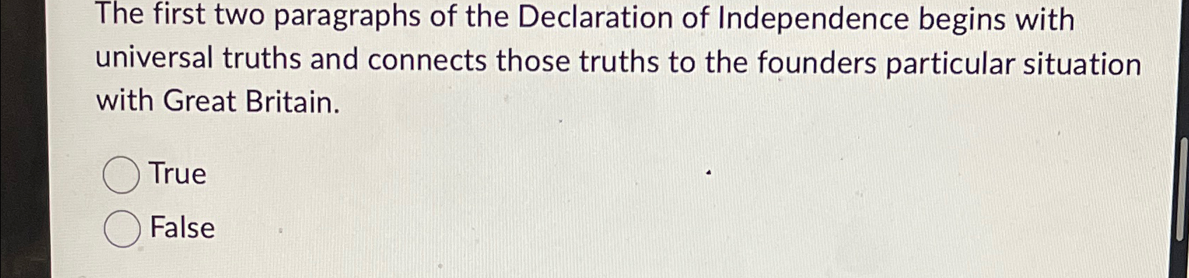 Solved The first two paragraphs of the Declaration of | Chegg.com