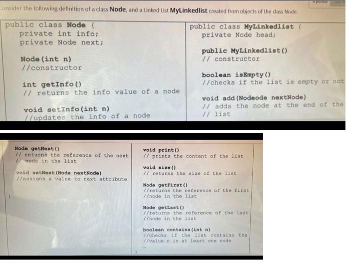 Solved Consider the following definition of a class Node, | Chegg.com