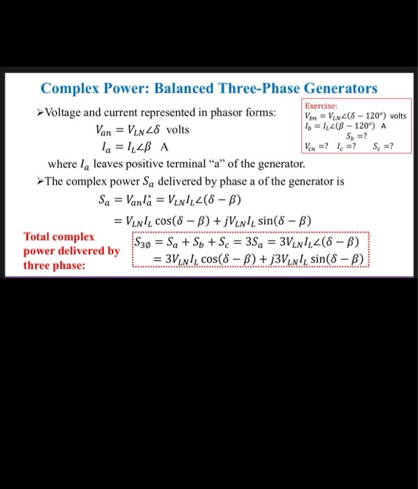 Solved Complex Power: Balanced Three-Phase Generators | Chegg.com