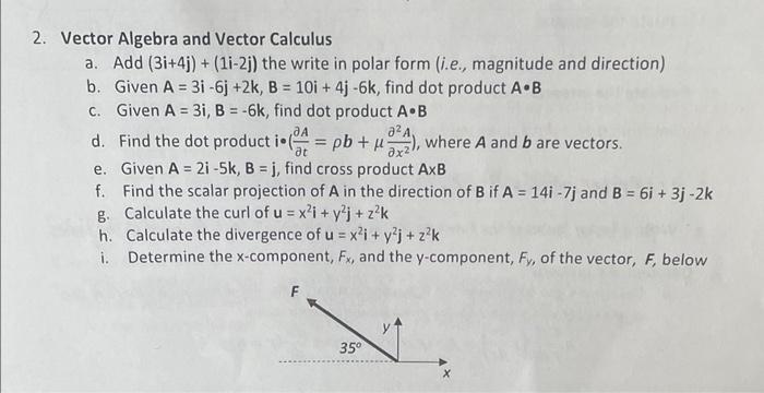 Solved Vector Algebra and Vector Calculus a. Add | Chegg.com