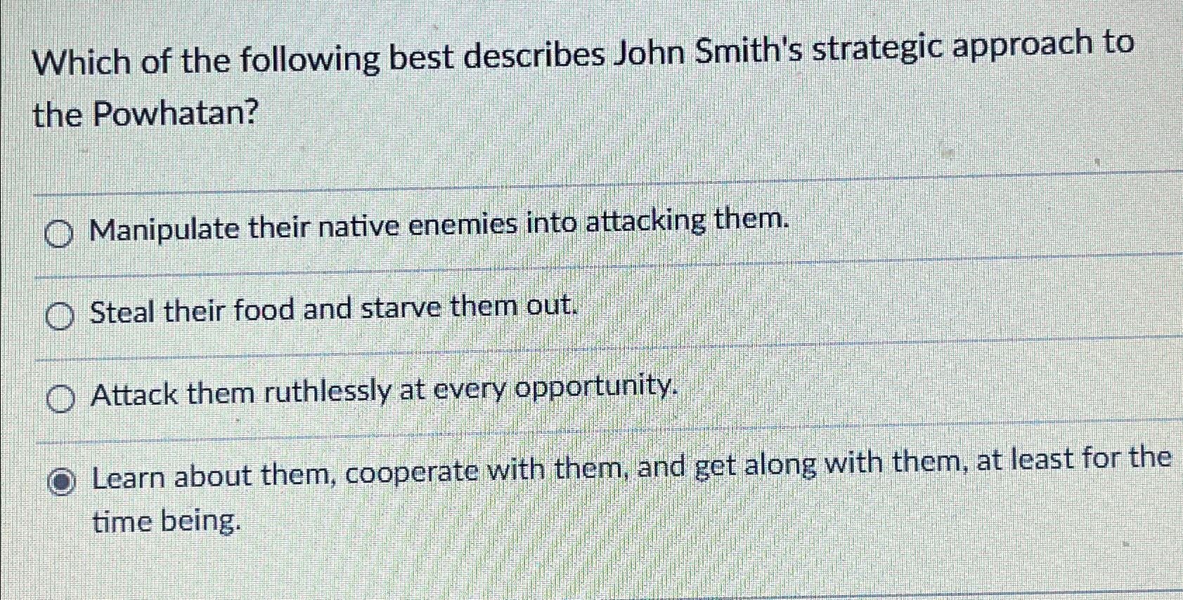 Solved Which of the following best describes John Smith's | Chegg.com