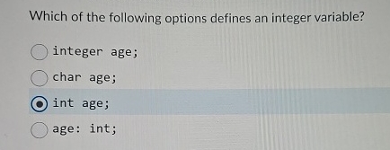 Solved Which of the following options defines an integer | Chegg.com