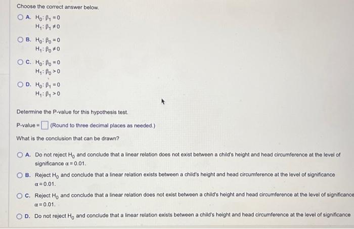 Solved A pediatrician wants to determine the relation that | Chegg.com