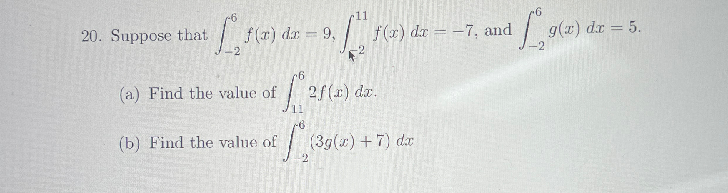 Solved Suppose that ∫-26f(x)dx=9,∫-211f(x)dx=-7, ﻿and | Chegg.com