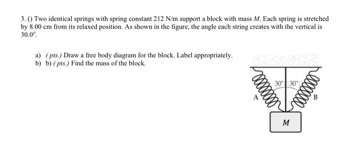 Solved 3.0 Two identical springs with spring constant 212 | Chegg.com