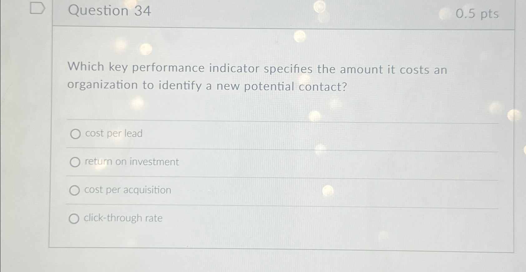 Solved uestion 340.5ptsWhich key performance indicator | Chegg.com