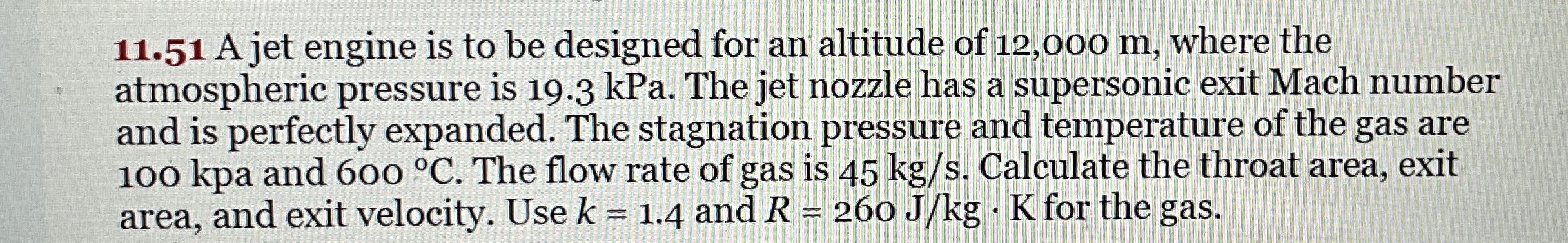 Solved 11.51 ﻿A jet engine is to be designed for an altitude | Chegg.com