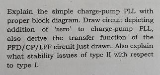 Solved Explain the simple charge-pump PLL with proper block | Chegg.com