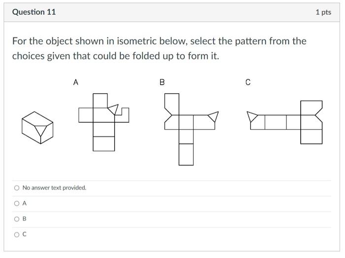 Solved For the object shown in isometric below, select the | Chegg.com