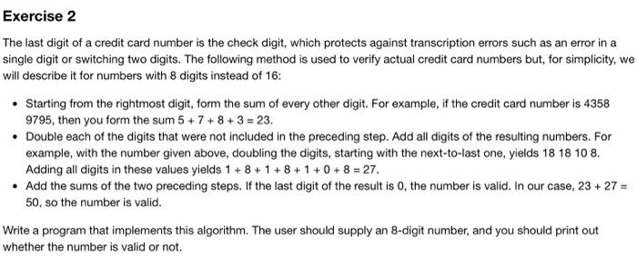 Solved The last digit of a credit card number is the check | Chegg.com
