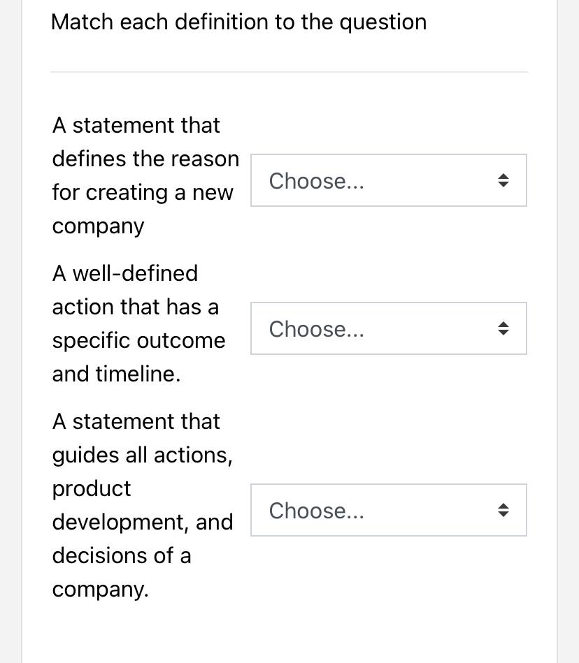 Solved Match each definition to the questionA statement that | Chegg.com