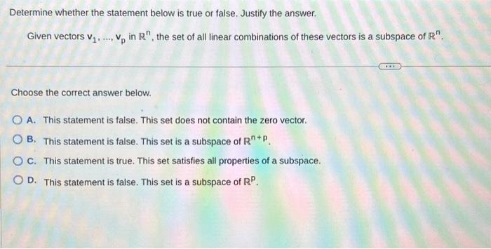 Solved Determine whether the statement below is true or | Chegg.com