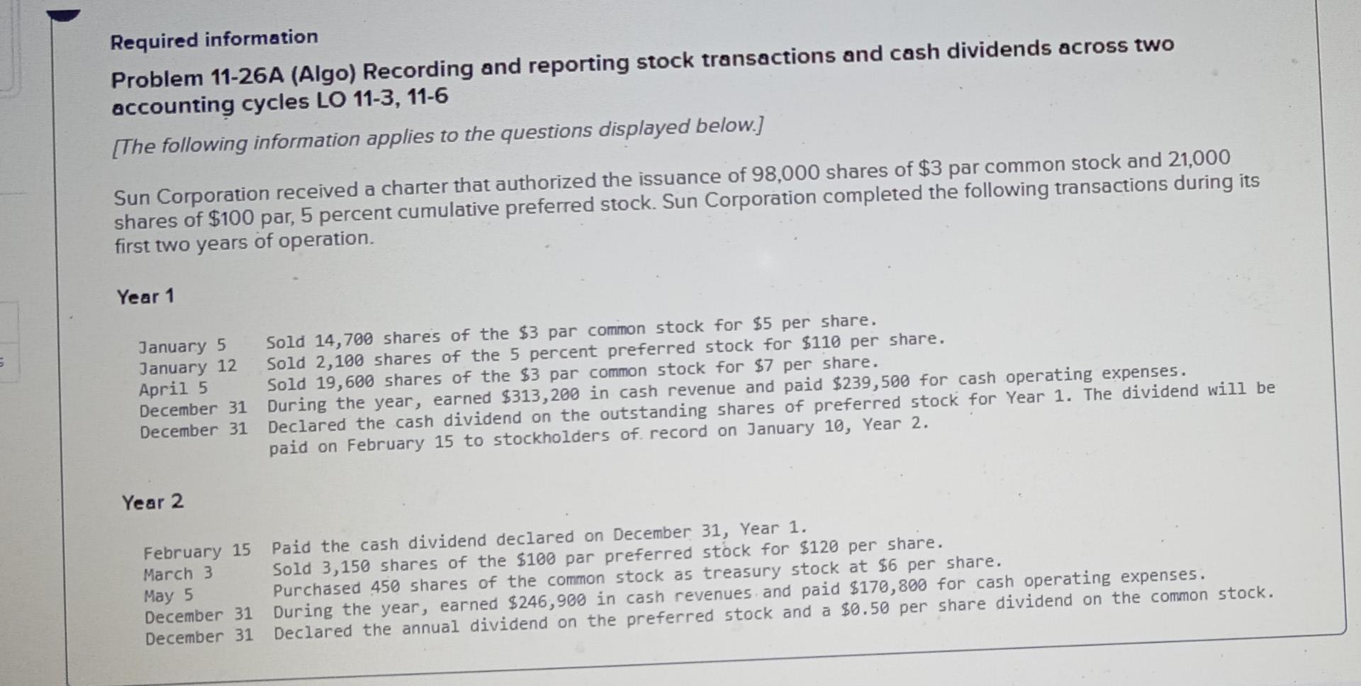 Solved Required information Problem 11-26A (Algo) Recording | Chegg.com
