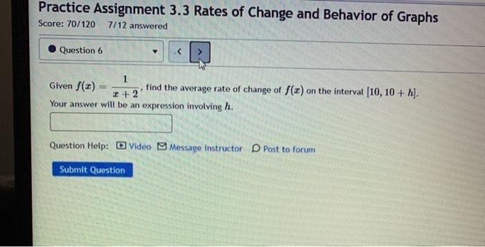 Solved Practice Assignment 3.3 Rates of Change and Behavior | Chegg.com