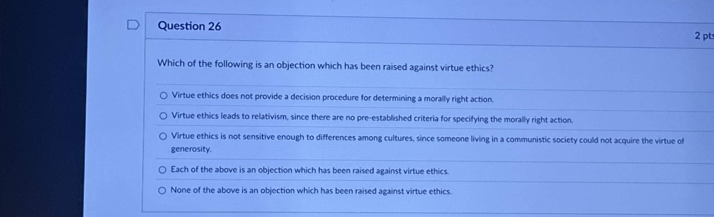 Solved Question 262 ﻿ptsWhich of the following is an | Chegg.com