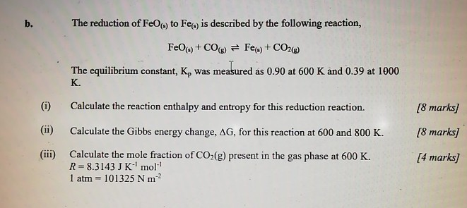Solved b. The reduction of Fem to Fee) is described by the | Chegg.com