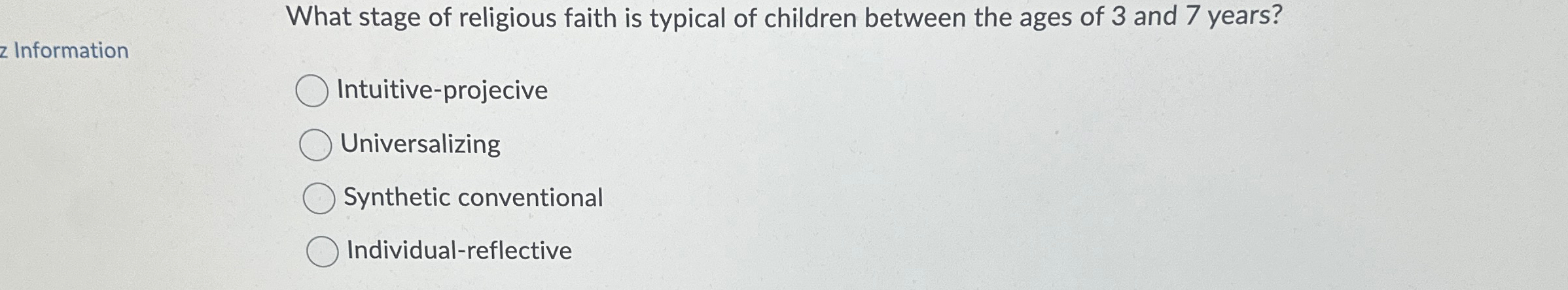 Solved What stage of religious faith is typical of children | Chegg.com