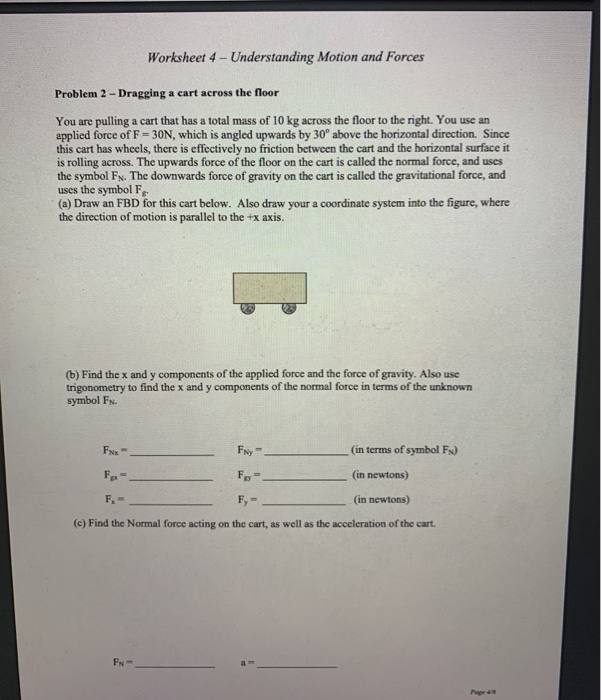 Solved Worksheet 4 - Understanding Motion and Forces Drawing | Chegg.com