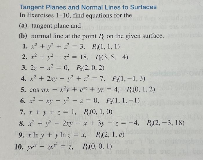 Solved Tangent Planes and Normal Lines to Surfaces In | Chegg.com