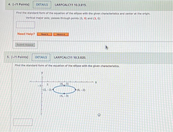 Solved Find the standard form of the equation of the ellipse | Chegg.com