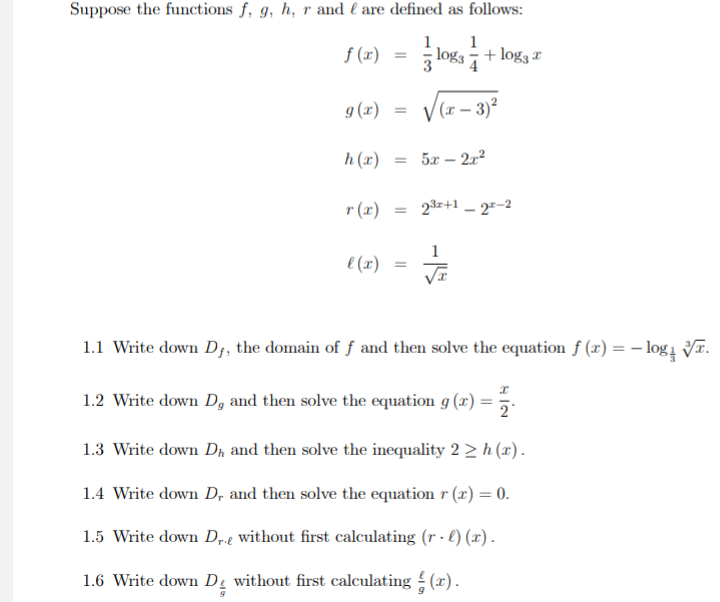 Solved Suppose the functions f,g,h,r and ℓ are defined as | Chegg.com