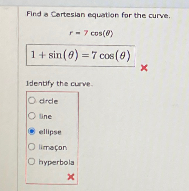 Solved Find a Cartesian equation for the | Chegg.com