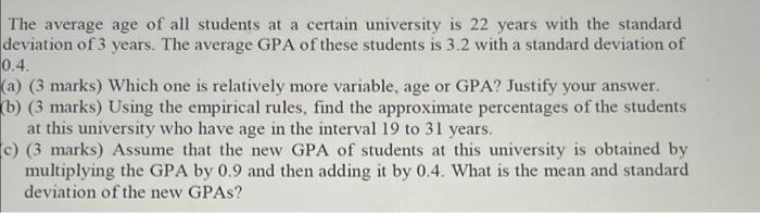Solved The average age of all students at a certain | Chegg.com