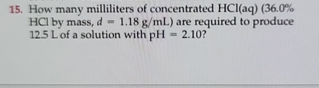 Solved How many milliliters of concentrated HCl by mass, | Chegg.com