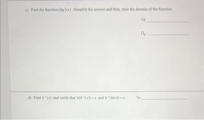 Solved 7. Given the functions: | Chegg.com