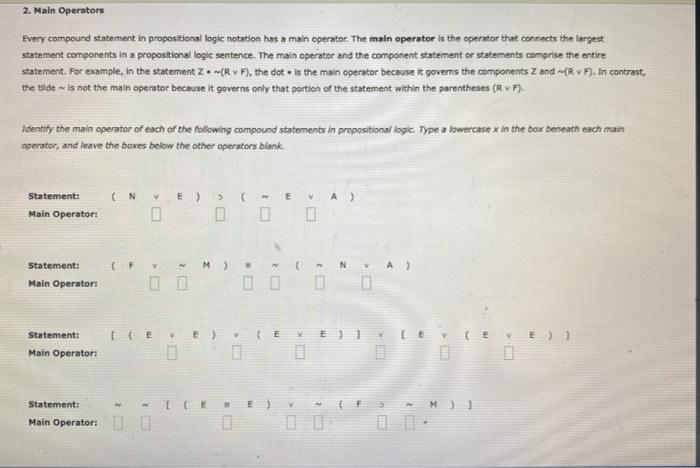 Solved 2. Main Operators Every compound statement in | Chegg.com