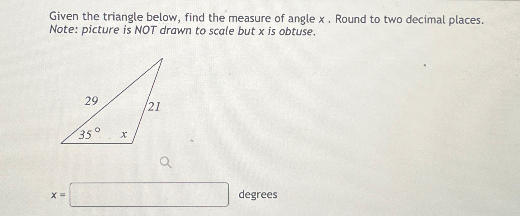 Solved Given the triangle below, find the measure of angle | Chegg.com