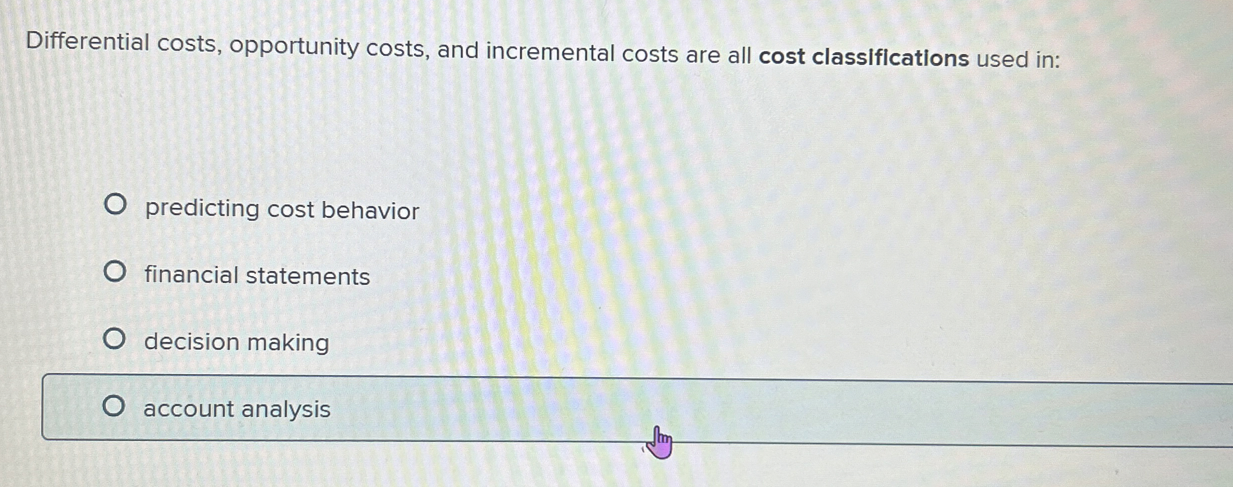 Solved Differential costs, opportunity costs, and | Chegg.com