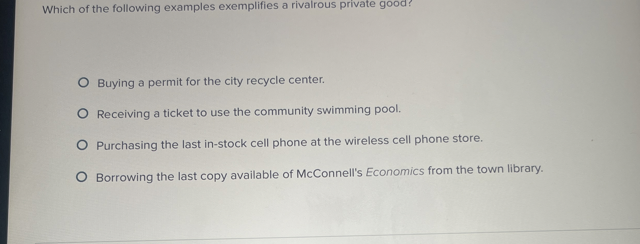 Solved Which of the following examples exemplifies a | Chegg.com