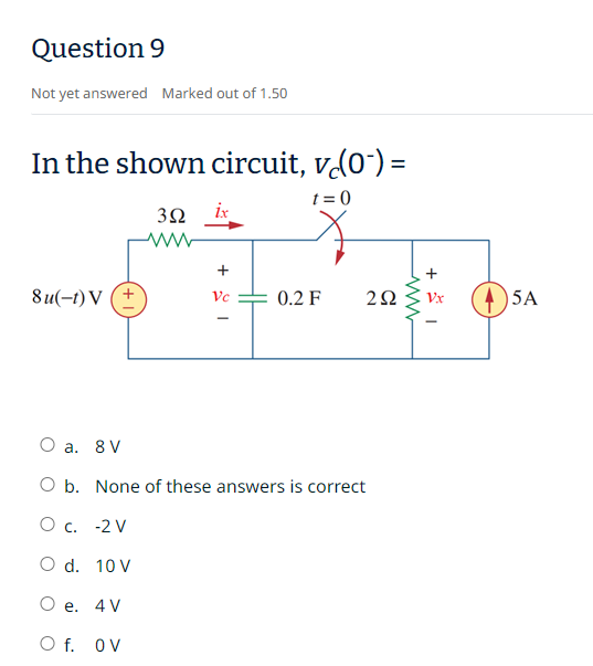 Solved in electrical circuit:Question 9Not yet answered | Chegg.com