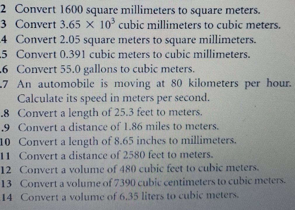 Solved 2 Convert 1600 square millimeters to square meters. 3 | Chegg.com